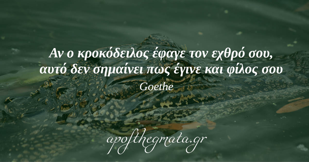 "Αν ο κροκόδειλος έφαγε τον εχθρό σου, αυτό δεν σημαίνει πως έγινε και ...