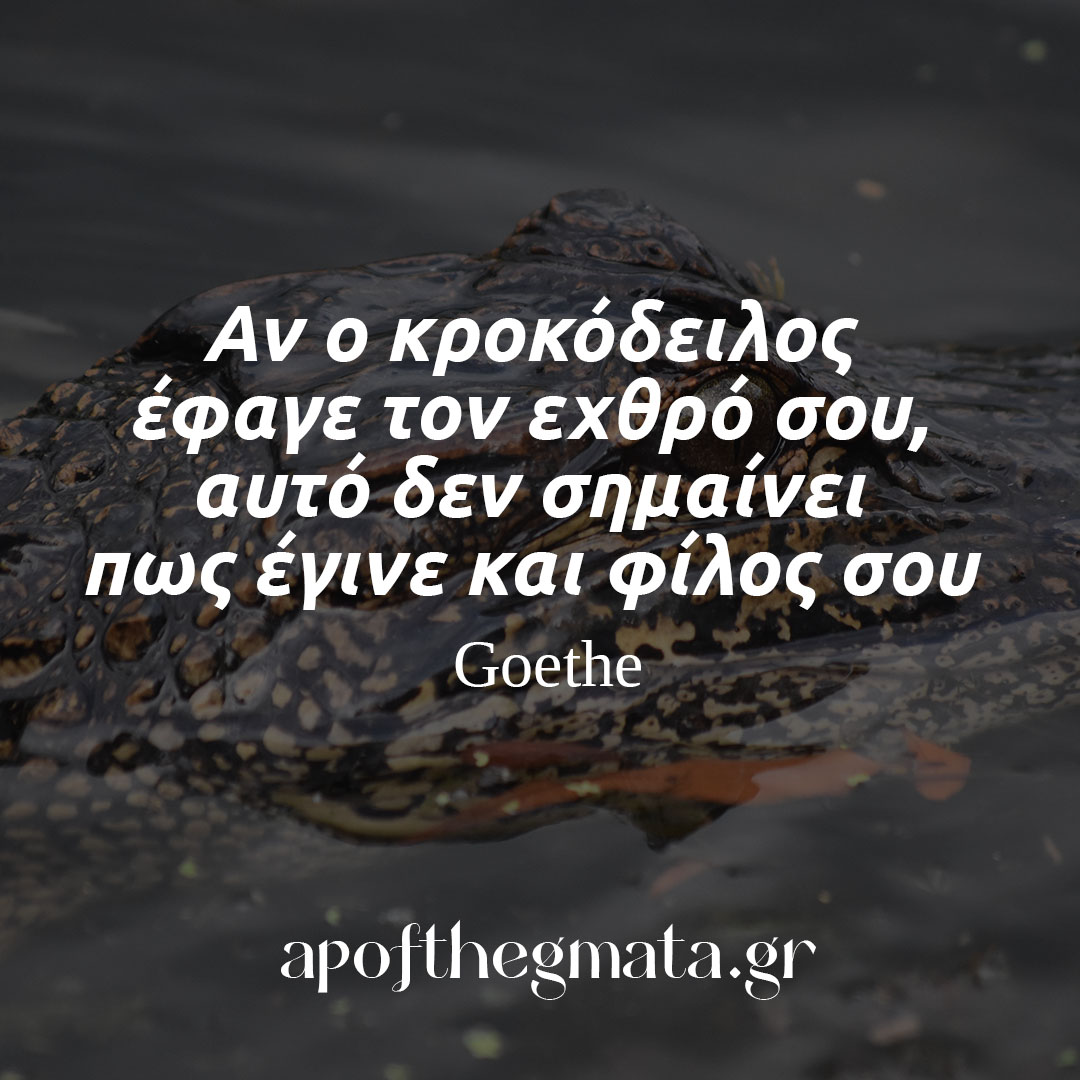 "Αν ο κροκόδειλος έφαγε τον εχθρό σου, αυτό δεν σημαίνει πως έγινε και ...